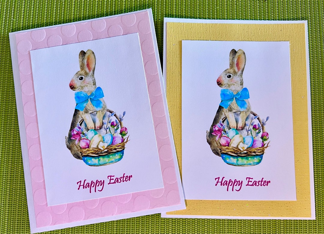 2ct Handmade Easter Cards, Watercolor Easter Card Set, Embossed Cards ...