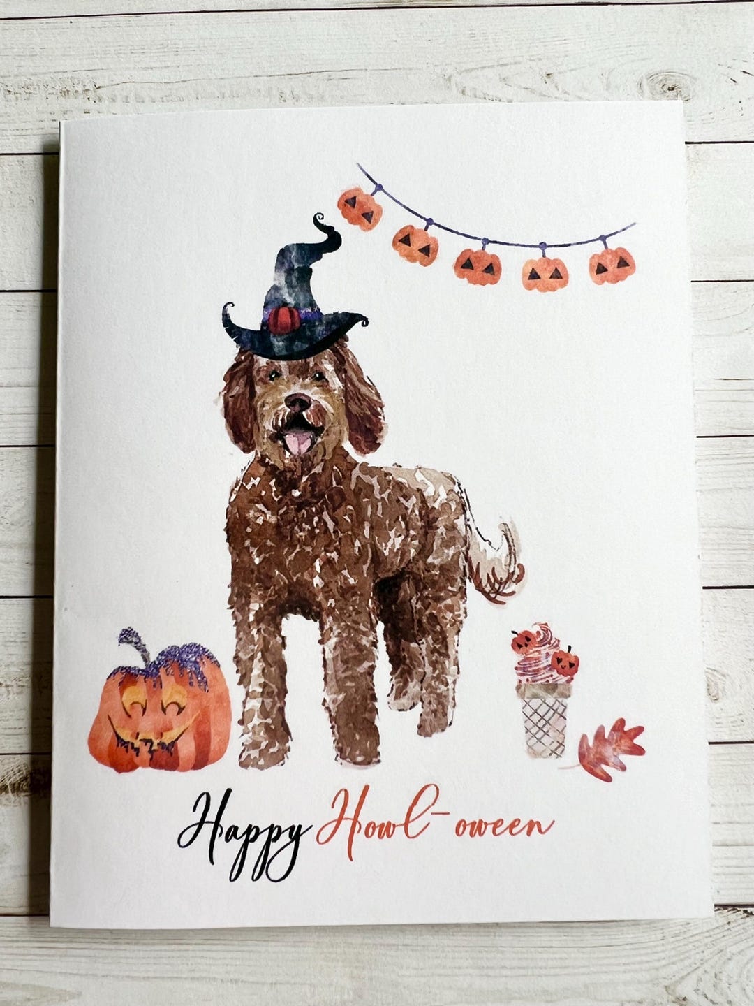 Halloween Dog Card, Labradoodle Card, Halloween Cards With Dogs ...