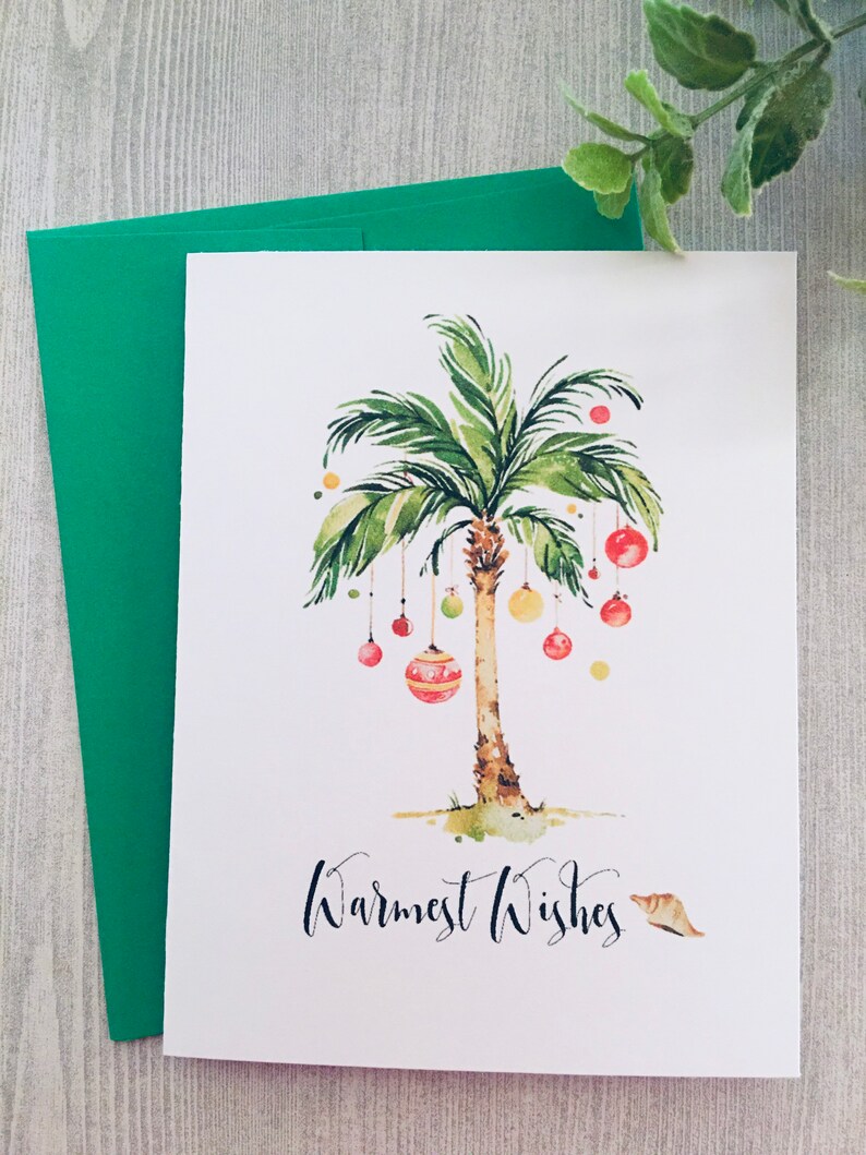 Tropical Christmas Cards Personalized Christmas Cards Palm - Etsy