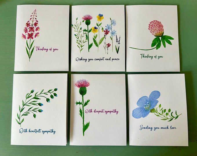 6ct Watercolor Encouragement Cards, Wildflowers Card Assortment ...