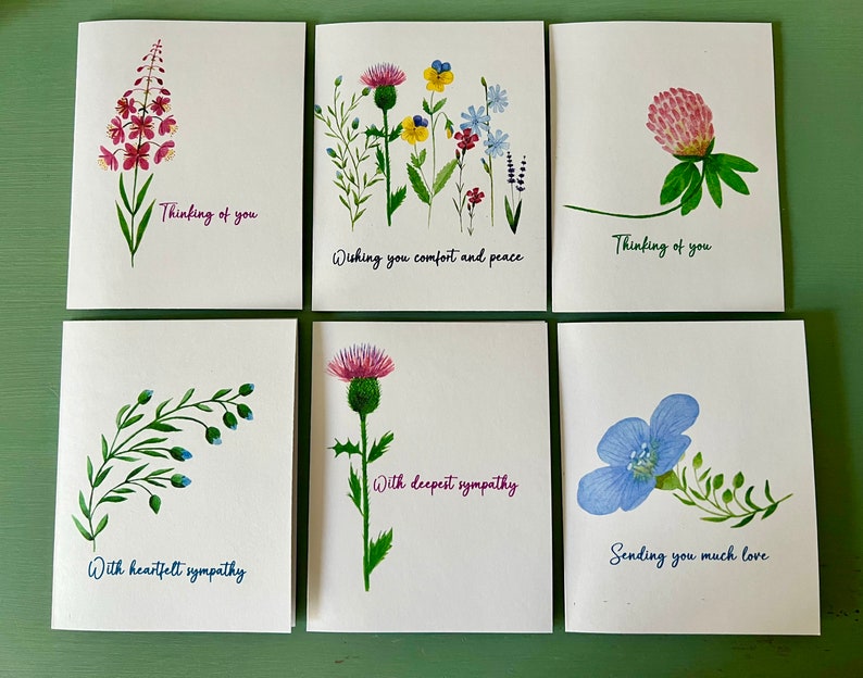 6ct Watercolor Encouragement Cards Wildflowers Card - Etsy