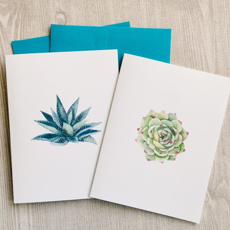 8ct Succulent Card Set Folded Note Cards Blank Cards - Etsy
