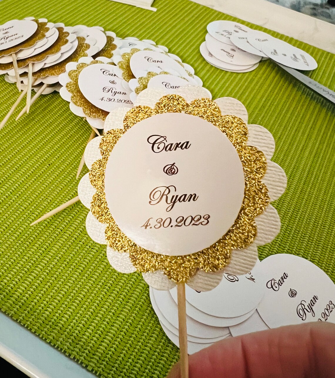 12ct White and Gold Cupcake Toppers PERSONALIZED Cupcake - Etsy