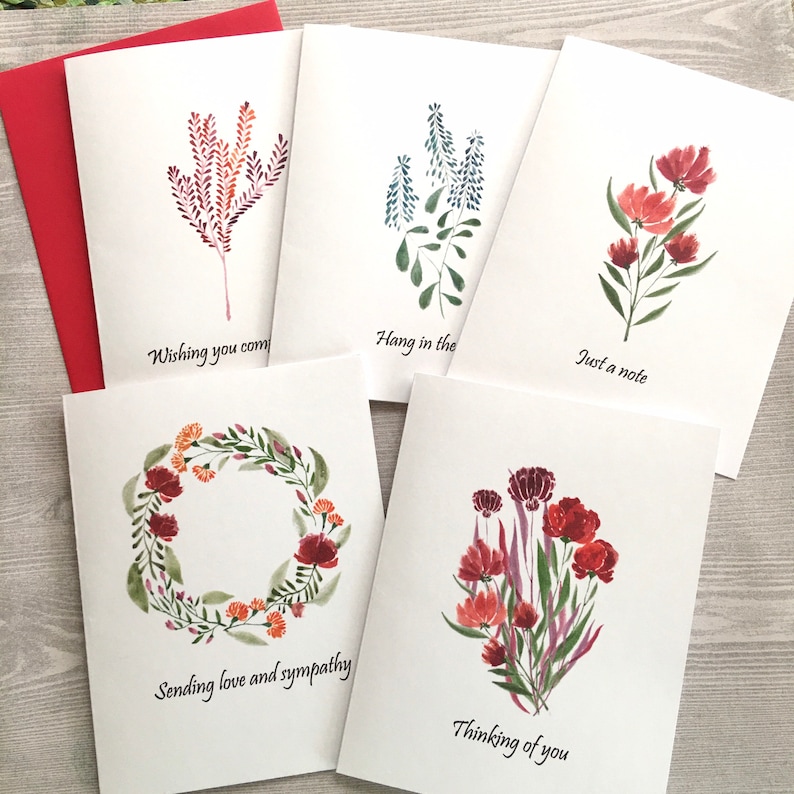 10ct Watercolor Encouragement Cards Wildflowers Card - Etsy