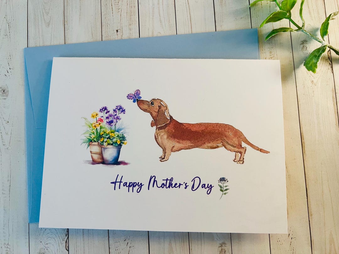 Dachshund Mothers Day Card, Watercolor Mother’s Day Card From the Dog ...