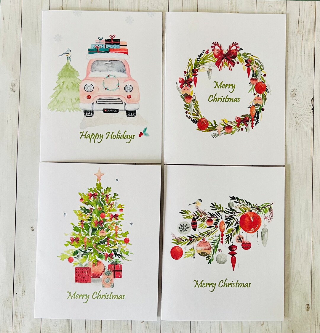 8ct Watercolor Christmas Card Set, Personalized Christmas Card Set ...
