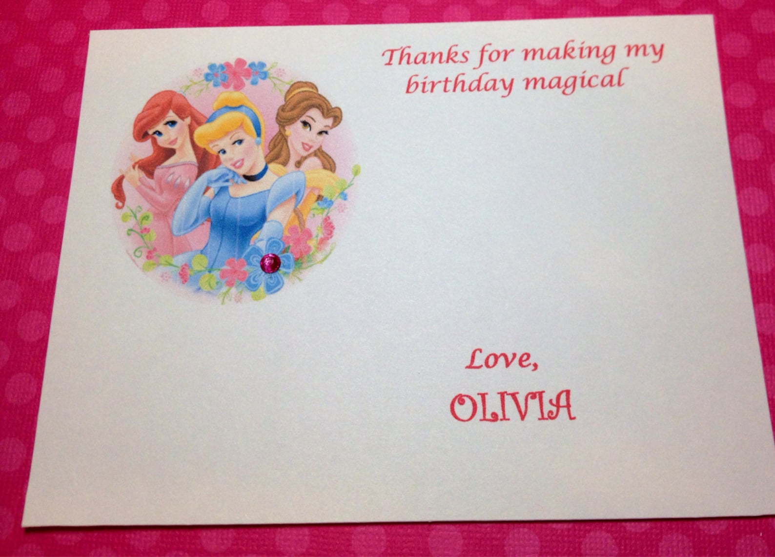 SET of 10 Disney Princess PRINTED Thank You Cards, Personalized ...