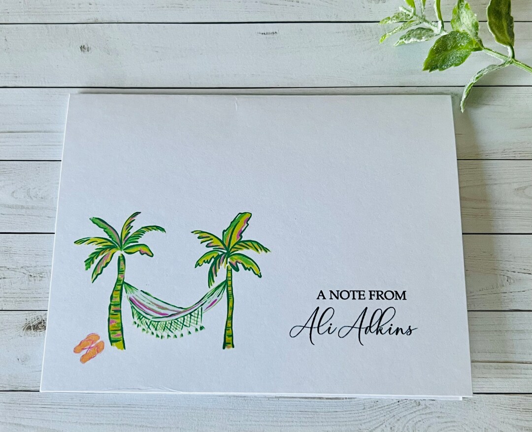 Palm Tree Hammock Stationery Set, Personalized Stationery for Women ...