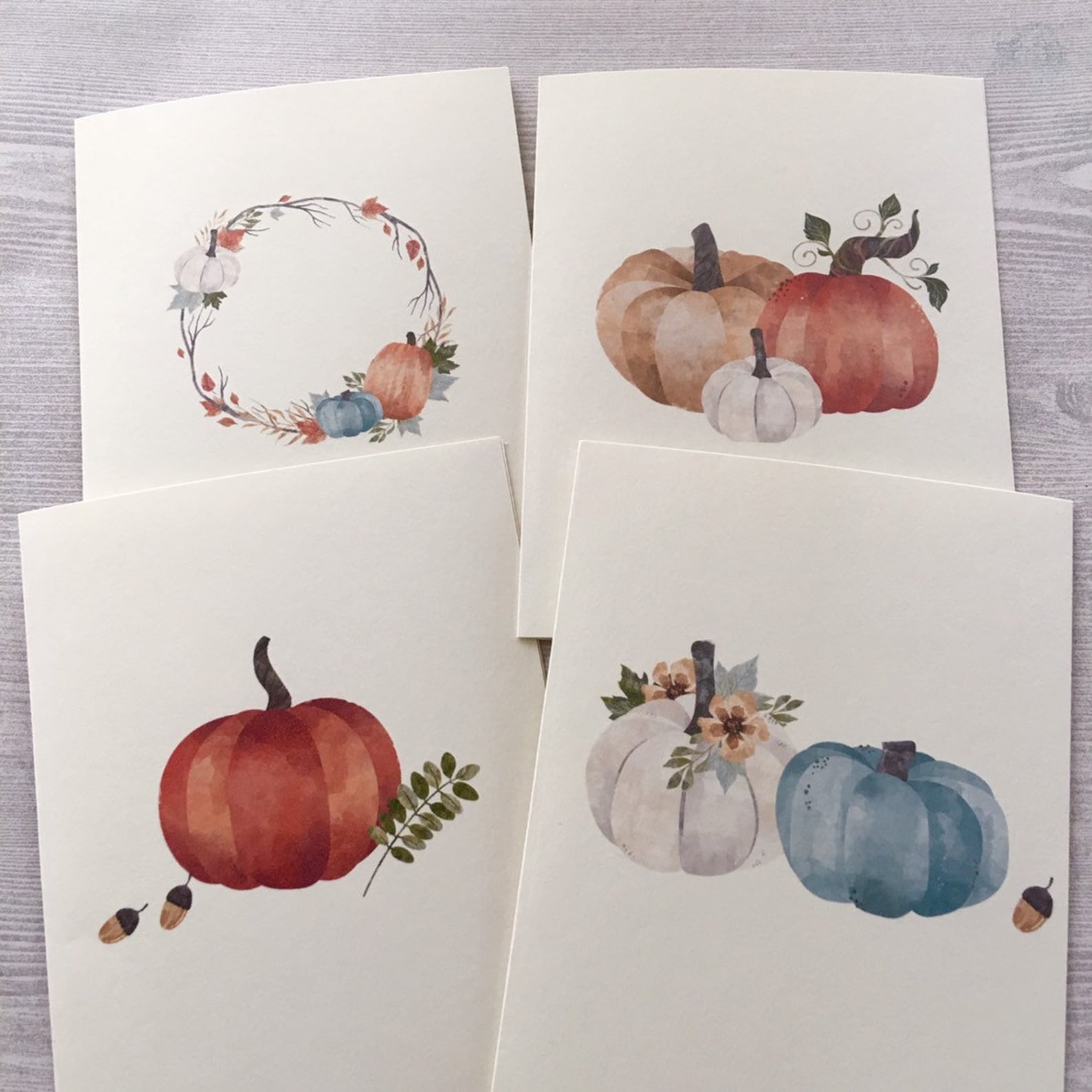 8ct Fall Card Set Watercolor Cards Folded Note Cards Blank - Etsy
