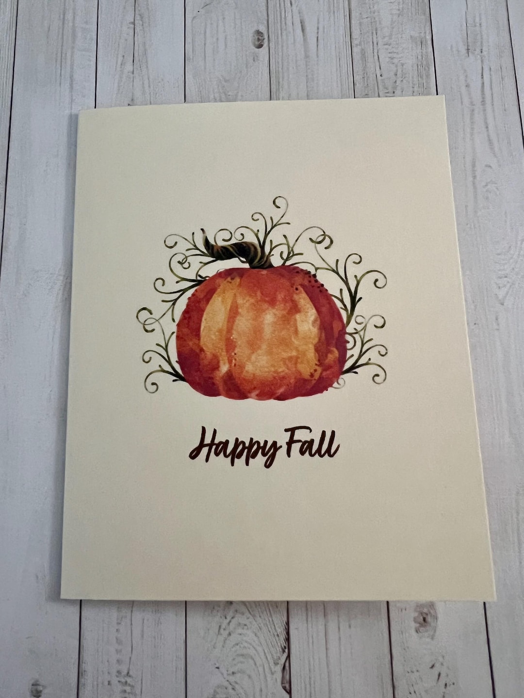 Fall Pumpkin Greeting Card, Fall Greeting Cards, Watercolor Pumpkin ...