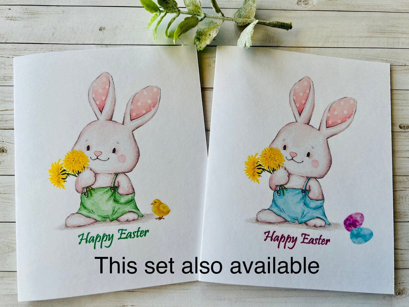 Personalized Easter Bunny Card, Watercolor Rabbit Card Set, Spring Card ...