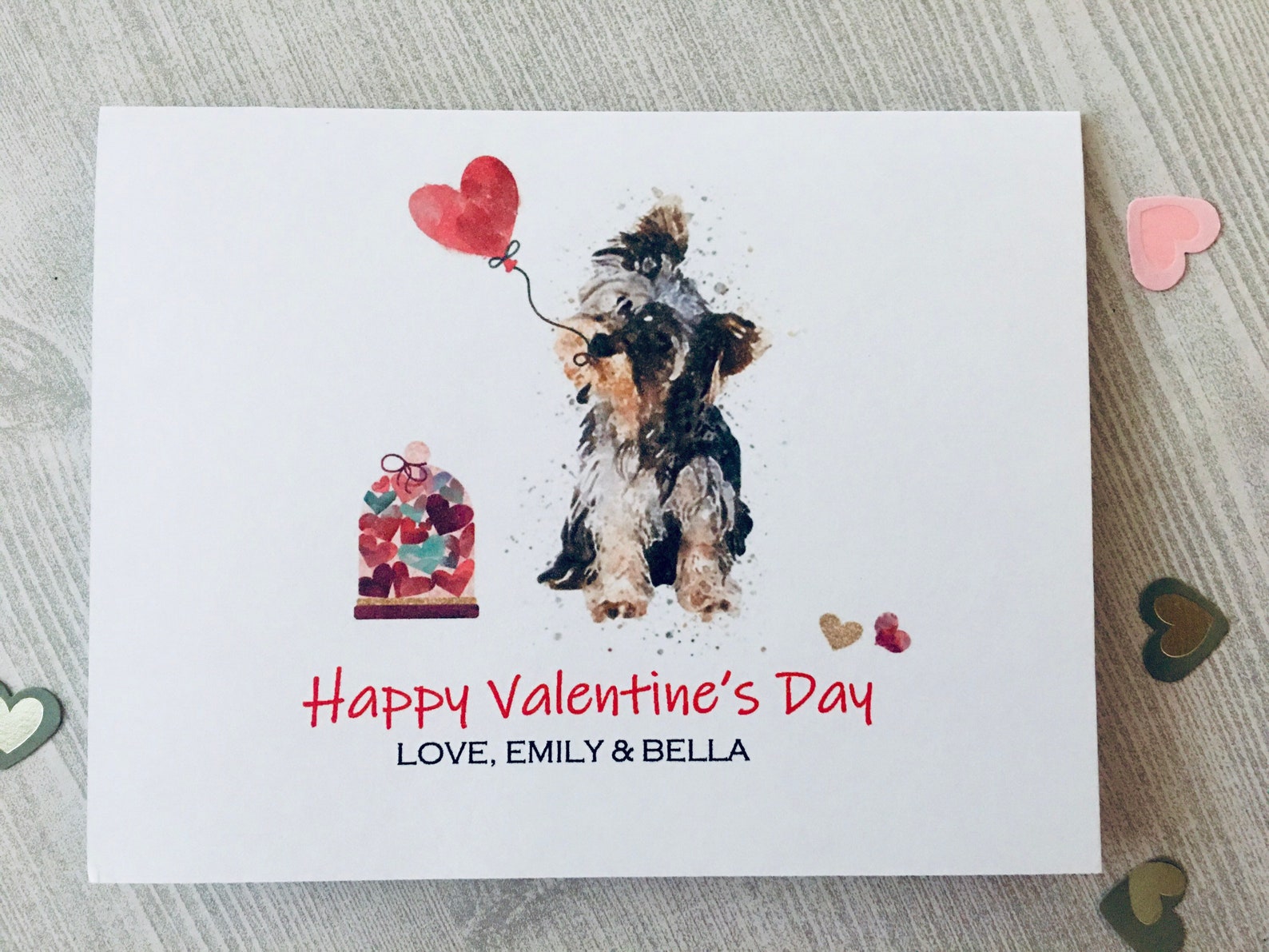 Yorkie Valentine Card, Personalized Valentine Card, Choose Your Breed ...