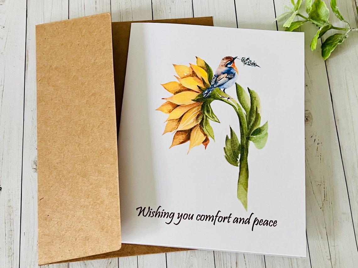 Sunflower Pots Encouragement Card Set 2, Watercolor Sunflower Cards ...