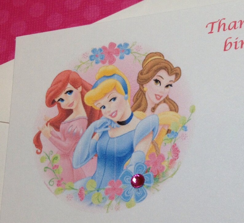 SET of 10 Disney Princess PRINTED Thank You Cards, Personalized ...
