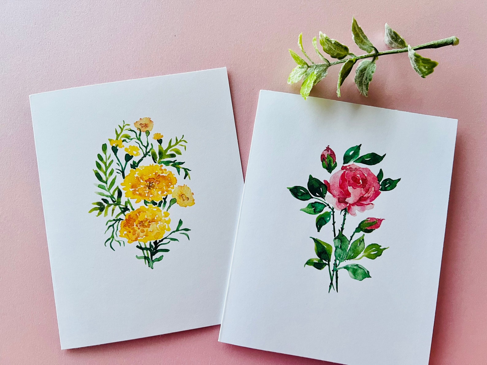 12ct Birthday Month Flower Card Assortment, Folded Card Set, Watercolor ...