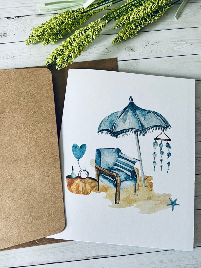 8ct Beach Theme Card Set Watercolor Beach Cards Blank Cards - Etsy