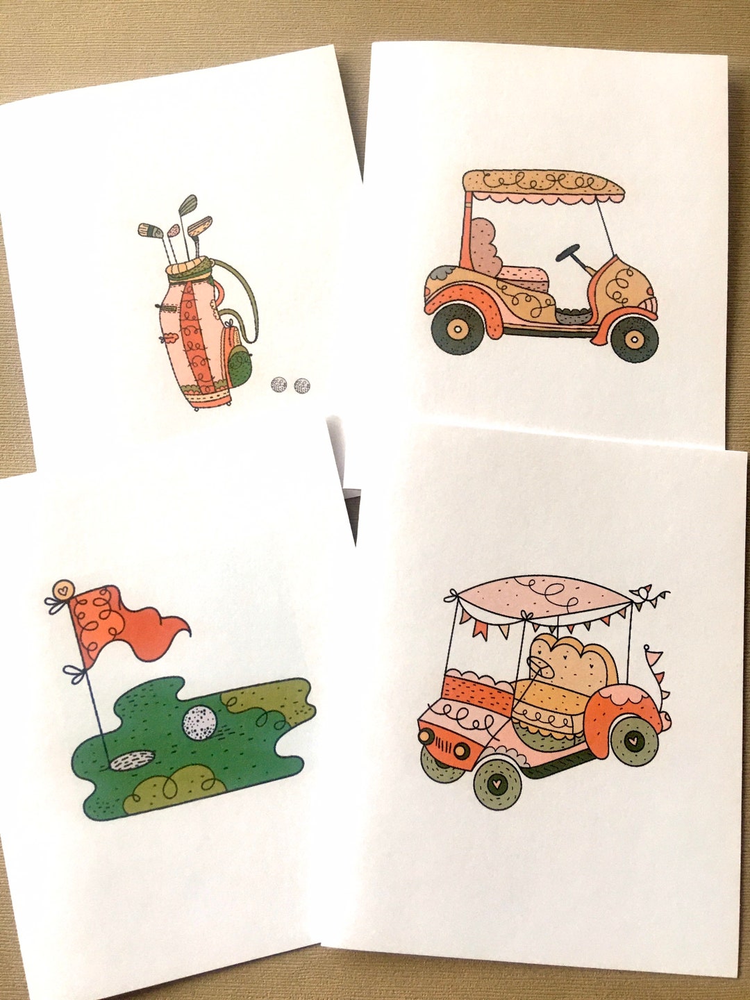 Golf Note Card Set, Personalized Cards for Golfer, Blank Cards for ...