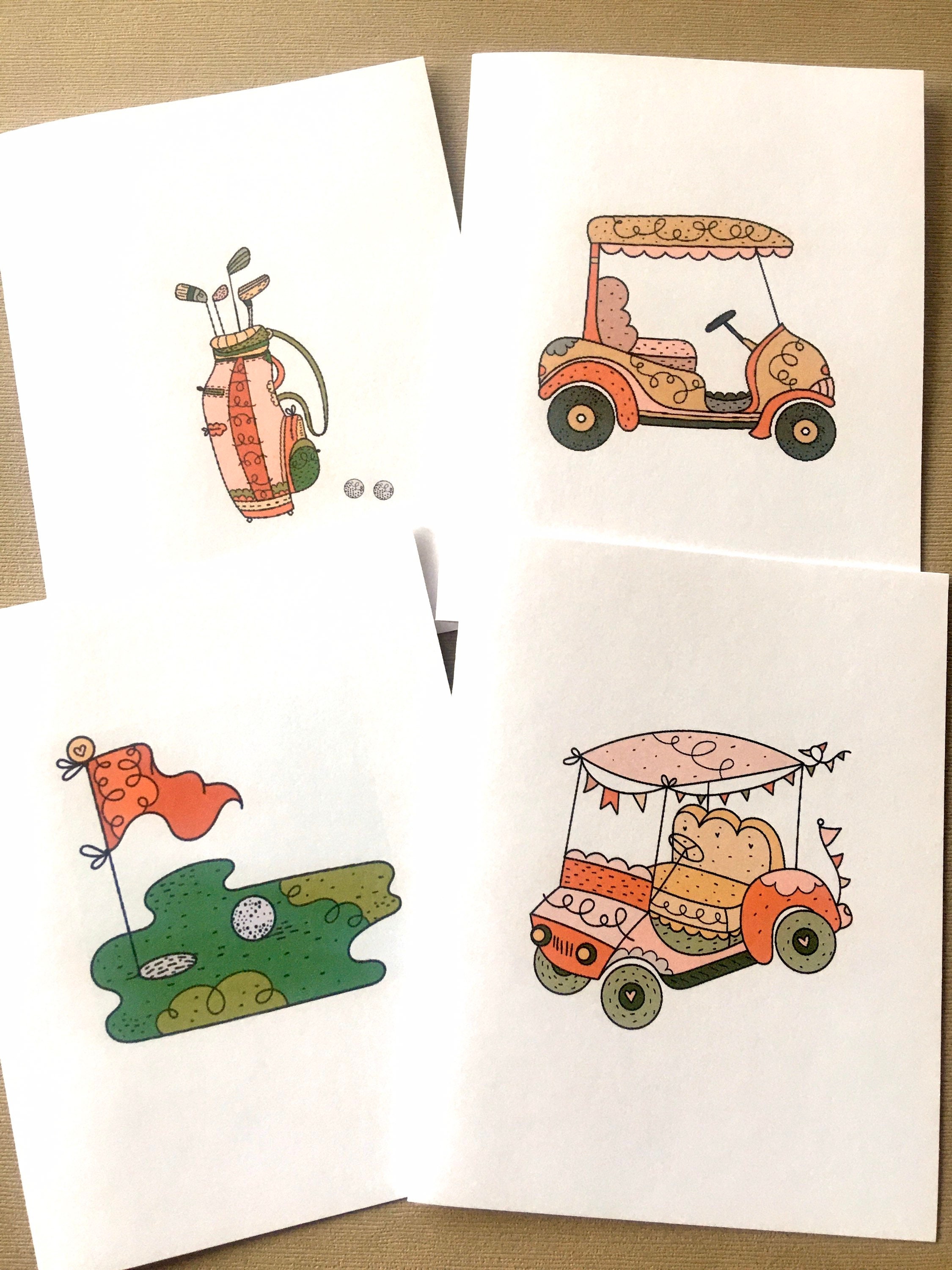 Golf Note Card Set Personalized Cards for Golfer Blank Cards - Etsy