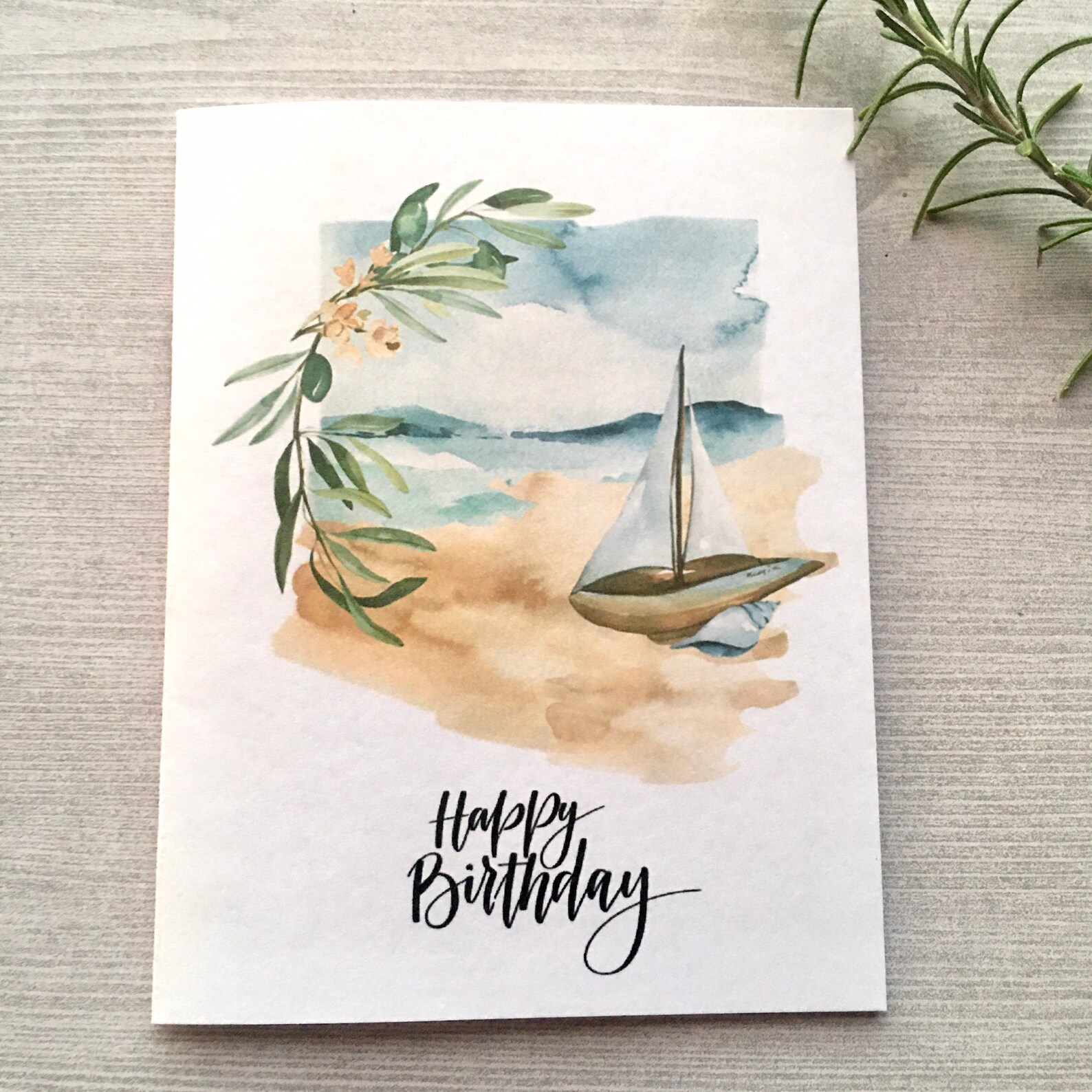 4ct Beach Birthday Card Set Watercolor Birthday Card Set | Etsy