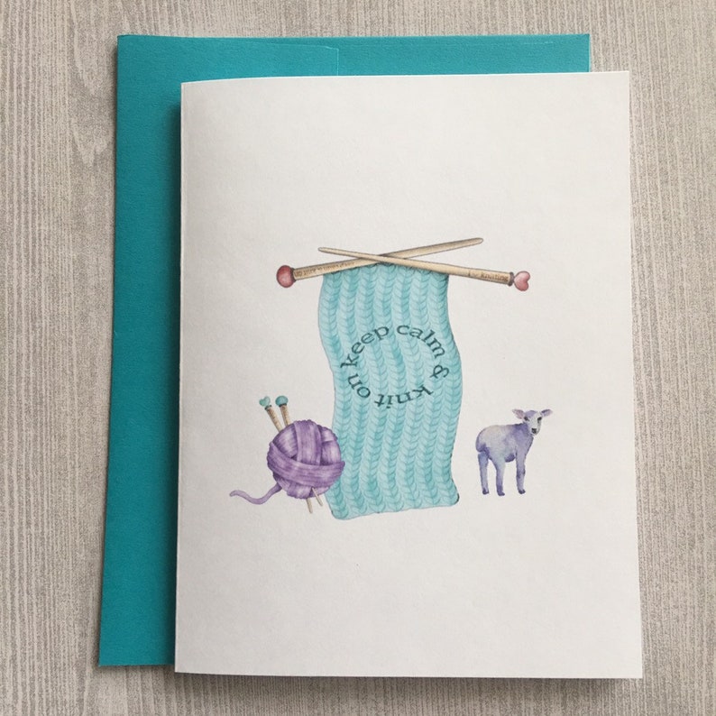 8ct Knitting Card Set, Handmade Cards, Folded Note Cards, Blank Cards ...