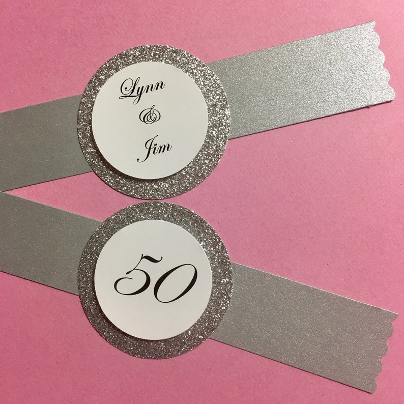 12 Printed Silver Glitter Napkin Rings Personalized Napkin | Etsy