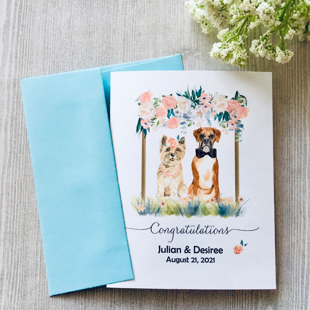 Dogs Wedding Card, Personalized Wedding Card Anniversary Card, Handmade ...