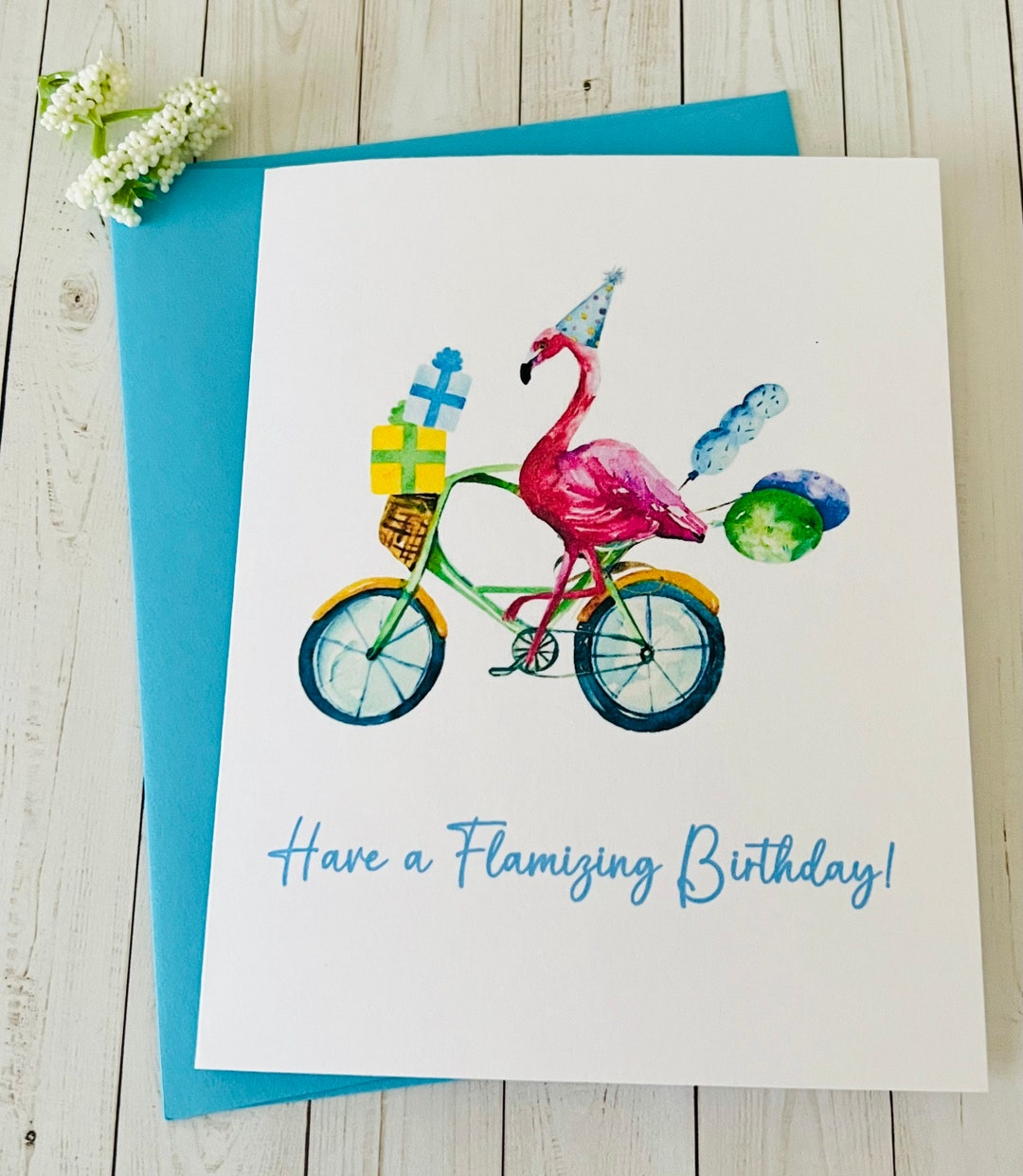 Flamingo Birthday Card, Personalized Birthday Card, Watercolor Cards ...