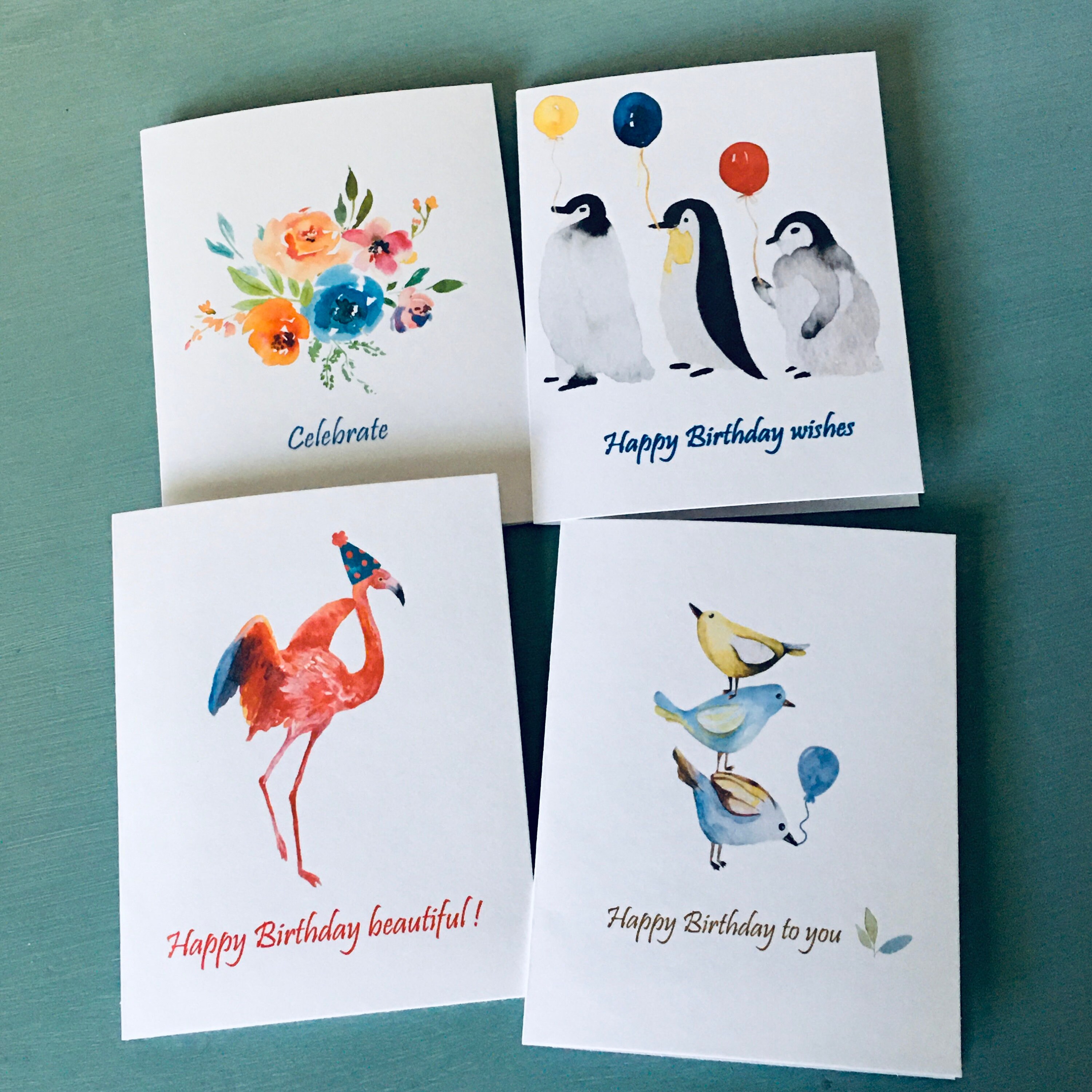 8ct Birthday Card Set, Assorted Cards, Watercolor Birthday Cards ...