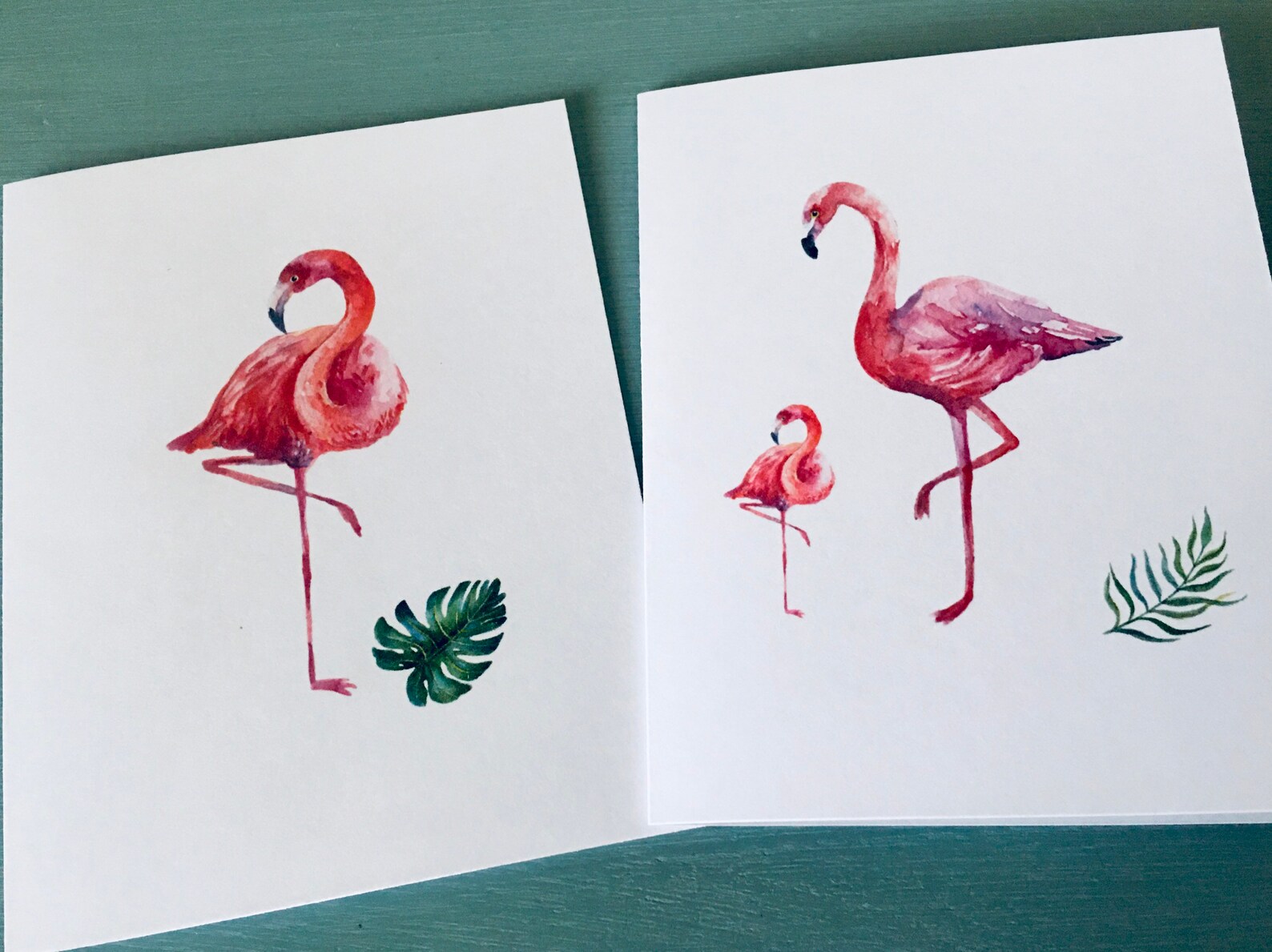 8ct Flamingo Note Card Set Watercolor Cards Flamingo Card - Etsy