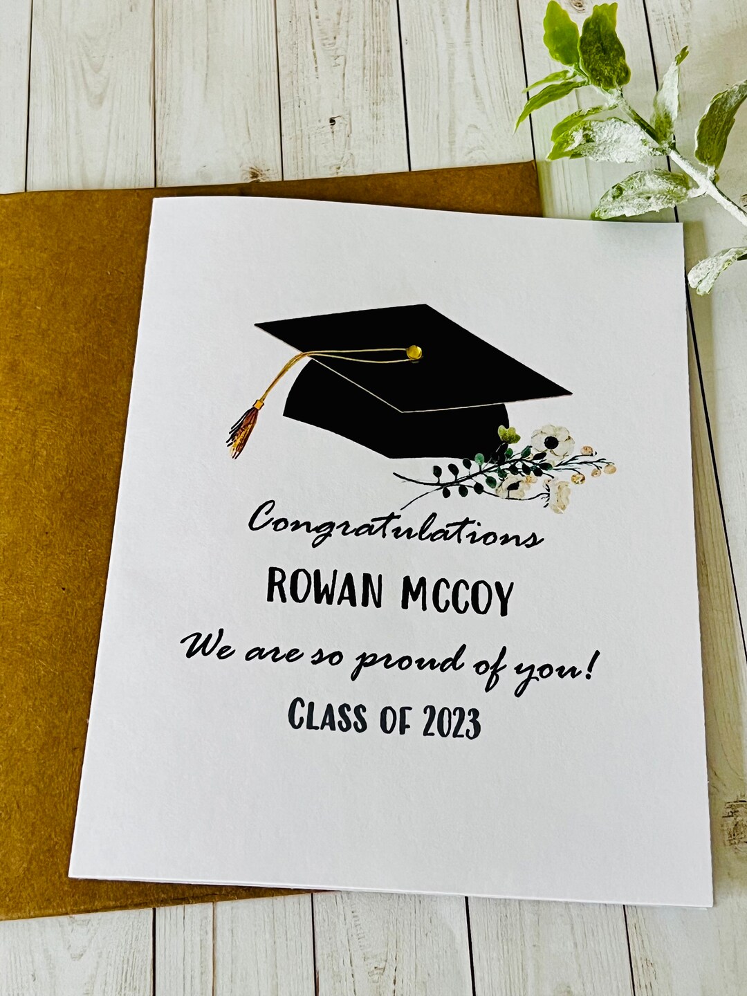 Personalized Graduation Card for Her, Graduation Cap Card, Custom ...