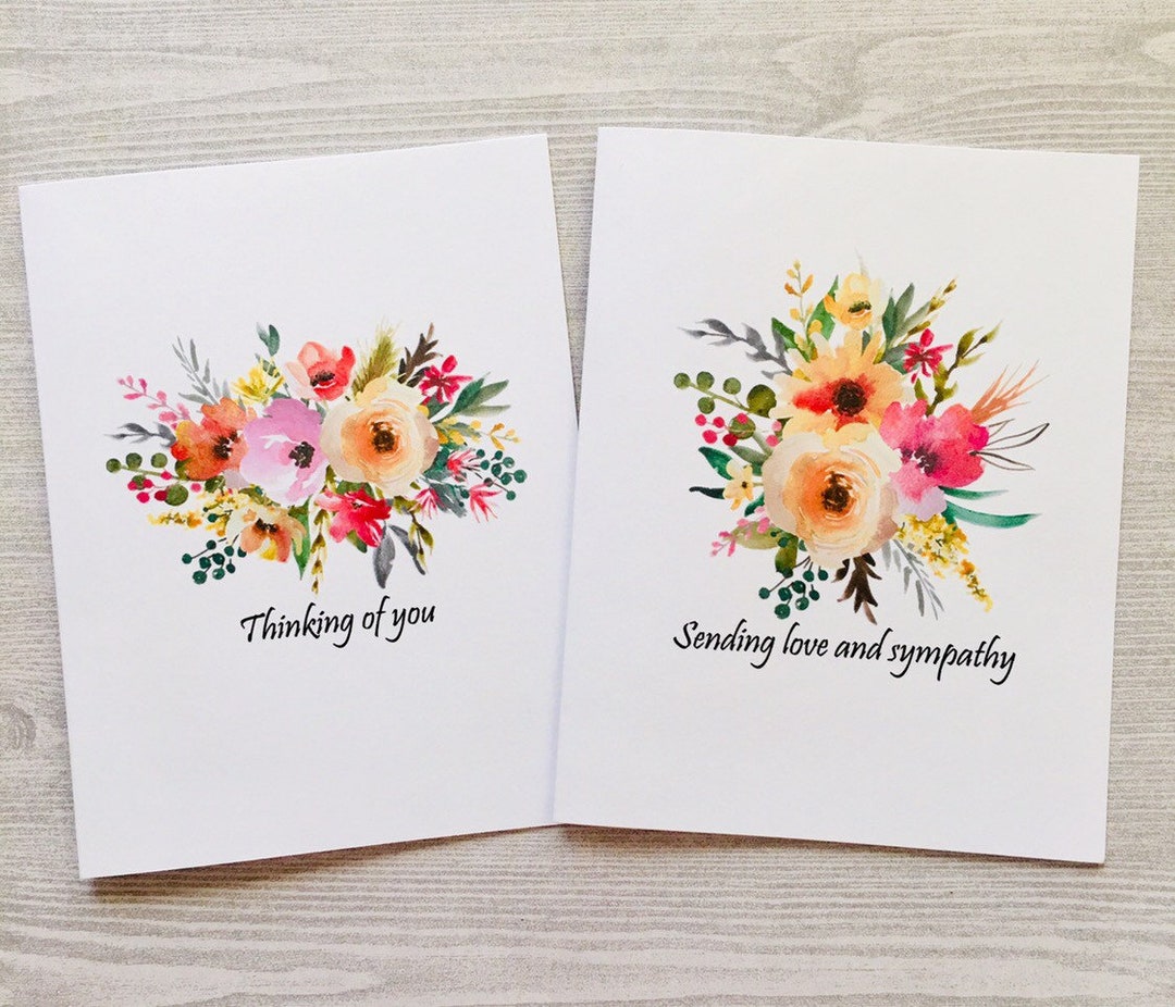 8ct Watercolor Floral Card Assortment, Encouragement Cards, Thinking of ...