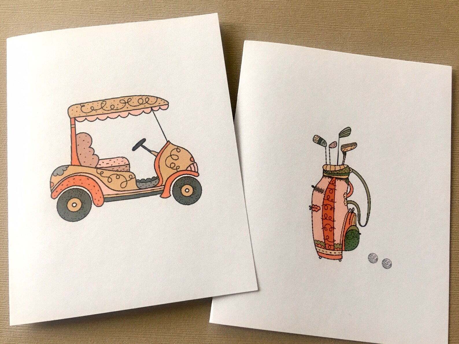 Golf Note Card Set Personalized Cards for Golfer Blank Cards - Etsy