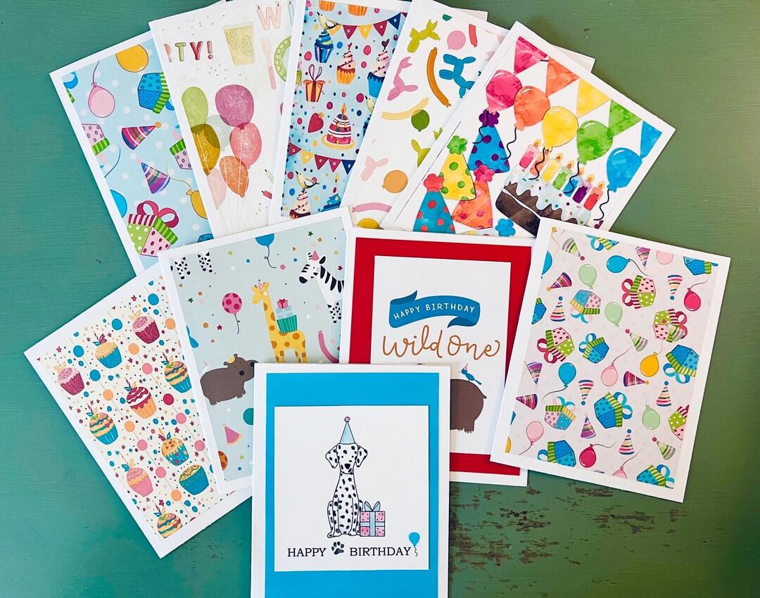 Birthday Card Pack, Set of 10 Handmade Birthday Cards, Assorted Card ...