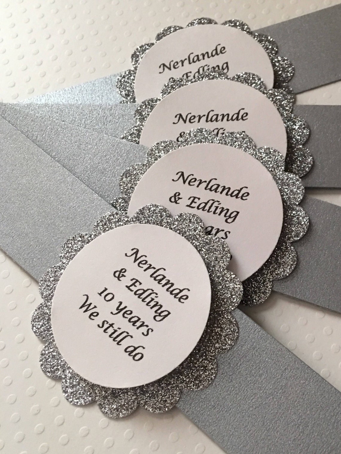 12 Printed Silver Glitter Napkin Rings, Personalized Napkin Rings ...