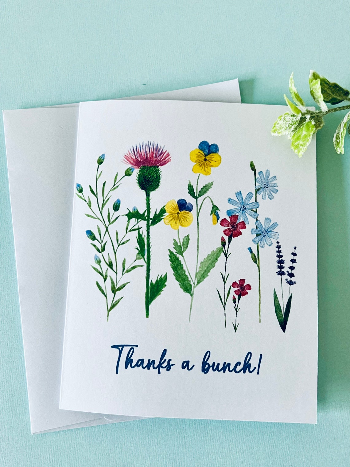 Wildflowers Thank You Card Thanks a Bunch Card Watercolor - Etsy