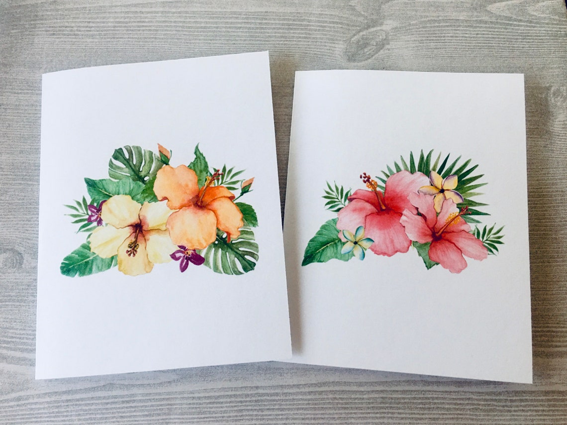 8ct Tropical Note Card Set, Watercolor Cards, Summer Card Set ...