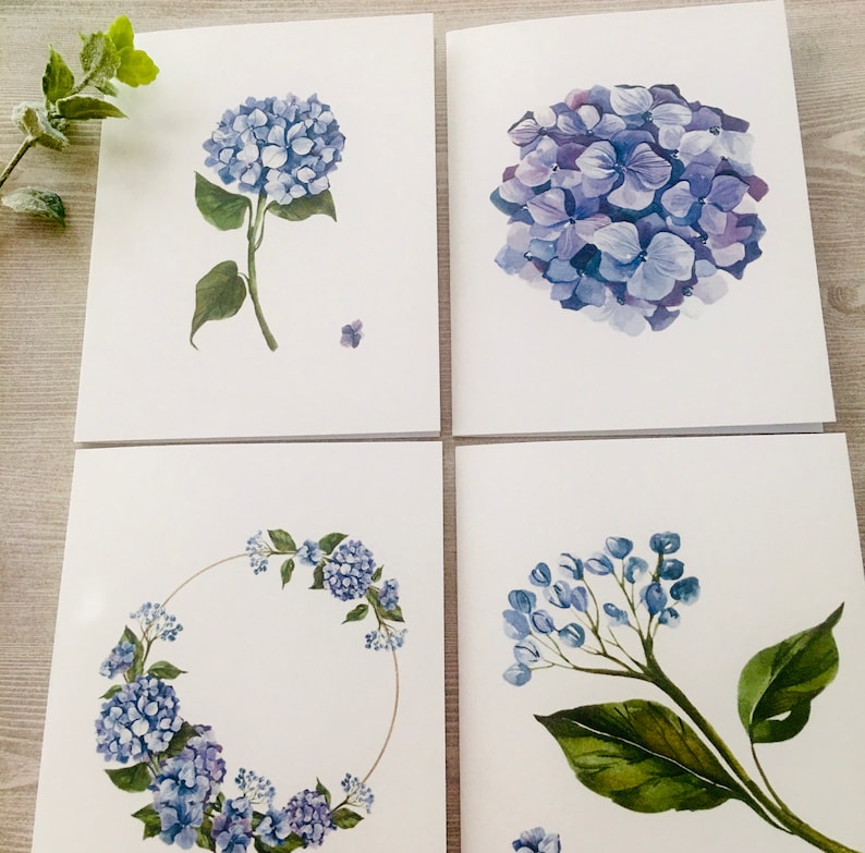 8ct Hydrangeas Card Set Watercolor Hydrangea Cards Blank - Etsy