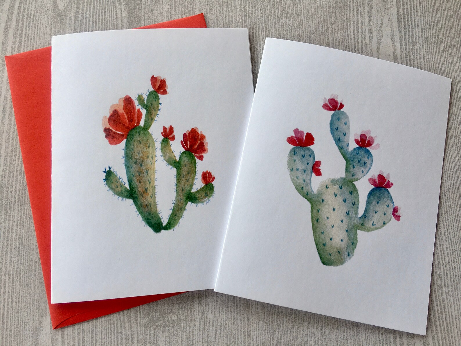 8ct Cactus Card Set, Folded Note Cards, Blank Cards, Blooming Cactus ...