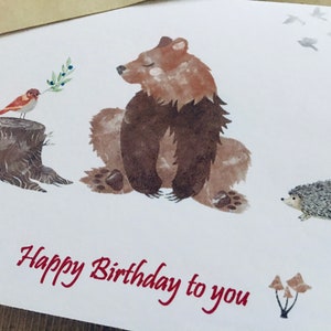 Woodland Animals Birthday Card, Watercolor Animals Card, Fall Birthday ...