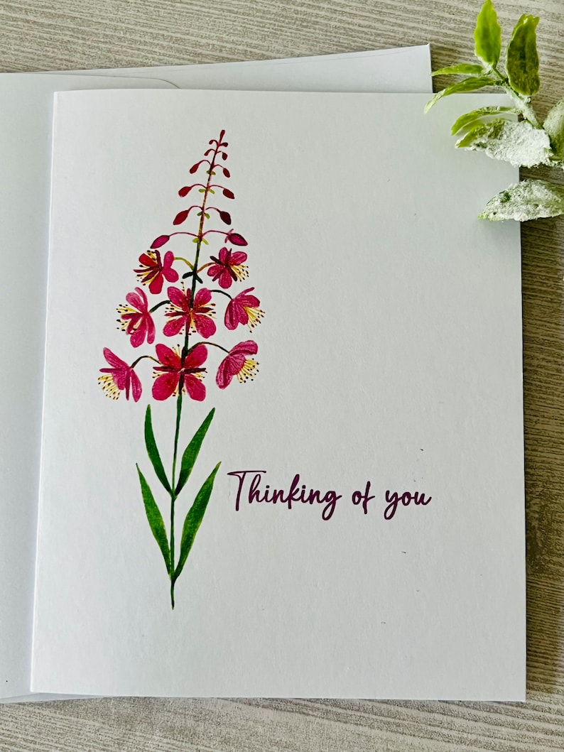 Watercolor Flower Thinking of You Card Wildflowers Love Card - Etsy