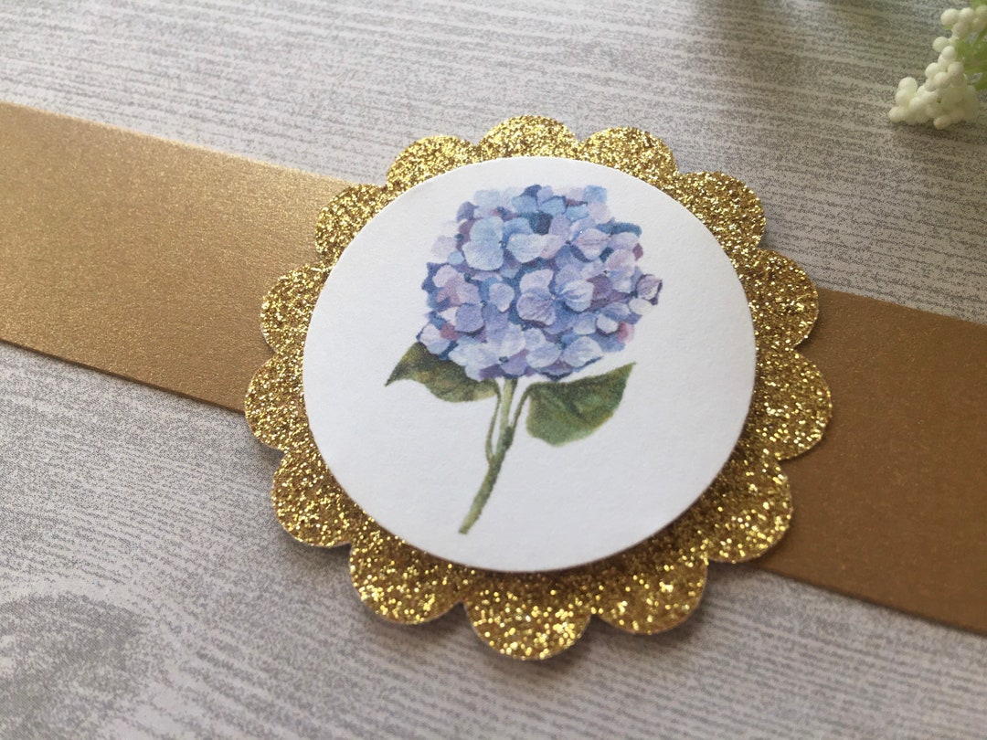 12ct Hydrangea Napkin Rings, Watercolor Floral Napkin Rings, Gold ...