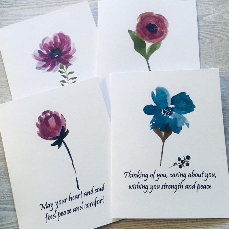 8ct Watercolor Flowers Card Set, Watercolor Floral Cards, Handmade Card ...