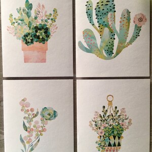 8ct Succulent Card Set, Folded Note Cards, Blank Cards, Succulent Cards ...