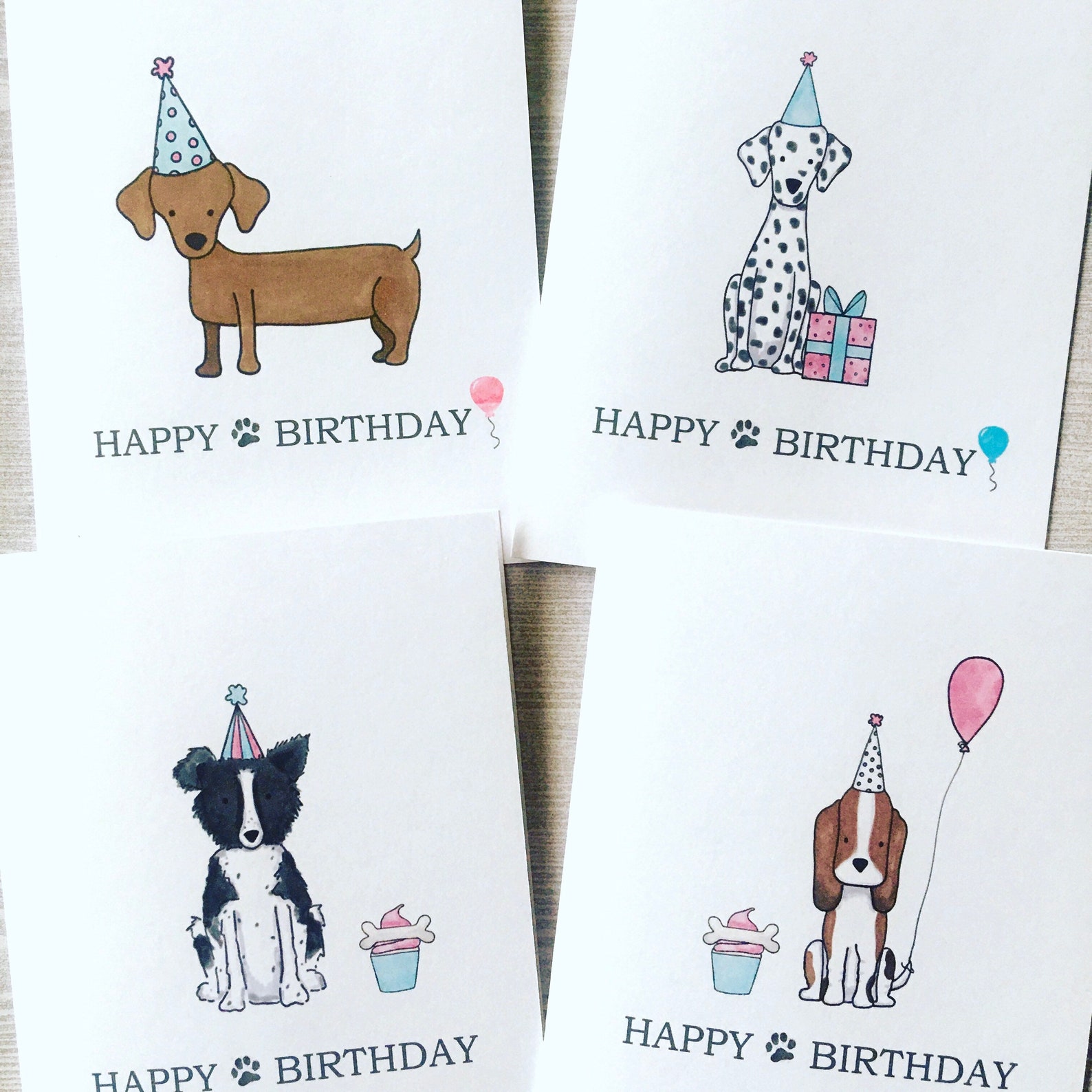 Dogs Birthday Card Set, Birthday Card Set, Cards for Dog, Birthday Card ...