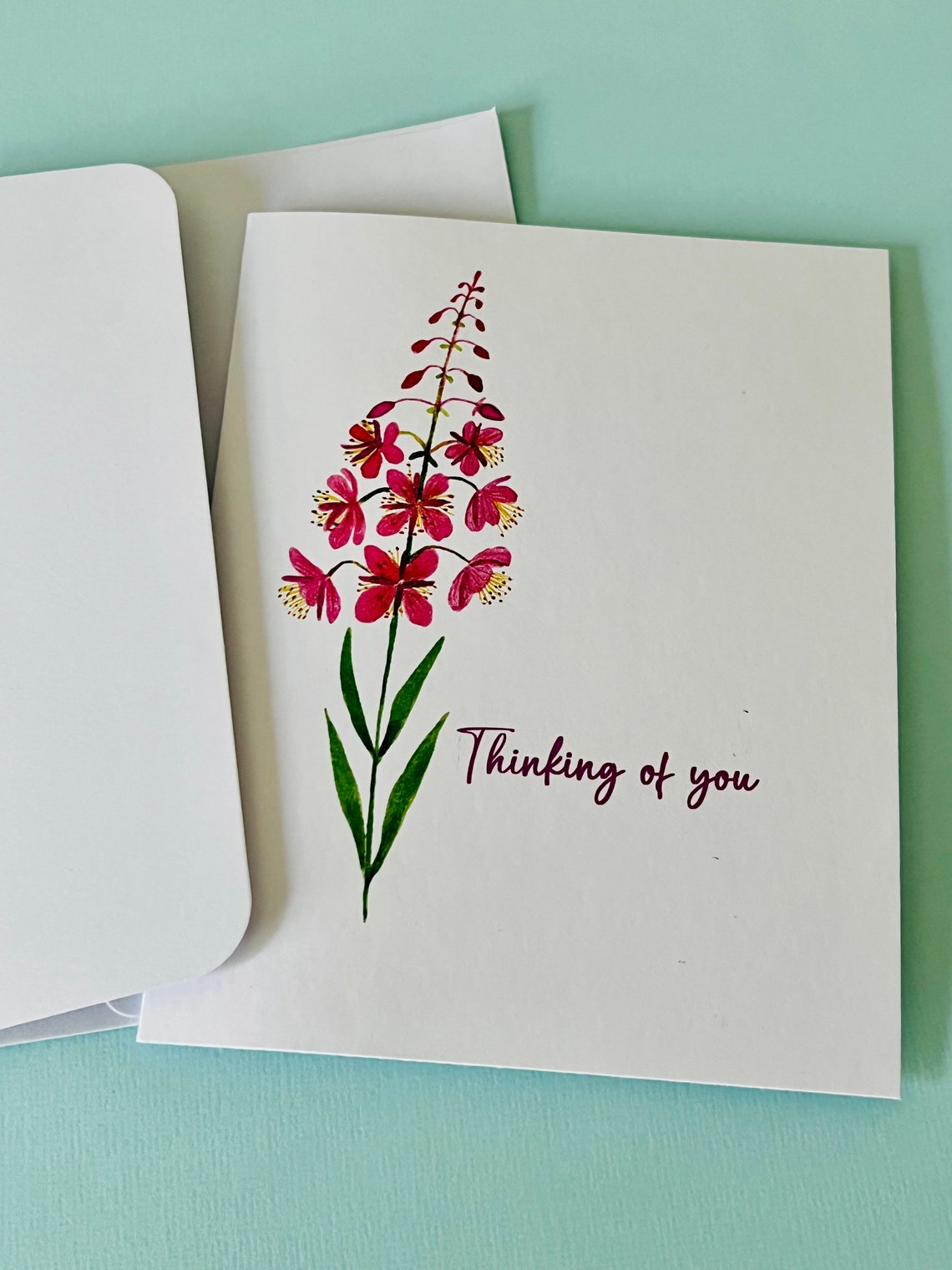 Watercolor Flower Thinking of You Card Wildflowers Love Card - Etsy
