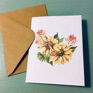 8ct Watercolor Fall Sunflowers Card Set, Set3, Fall Sunflower Cards ...