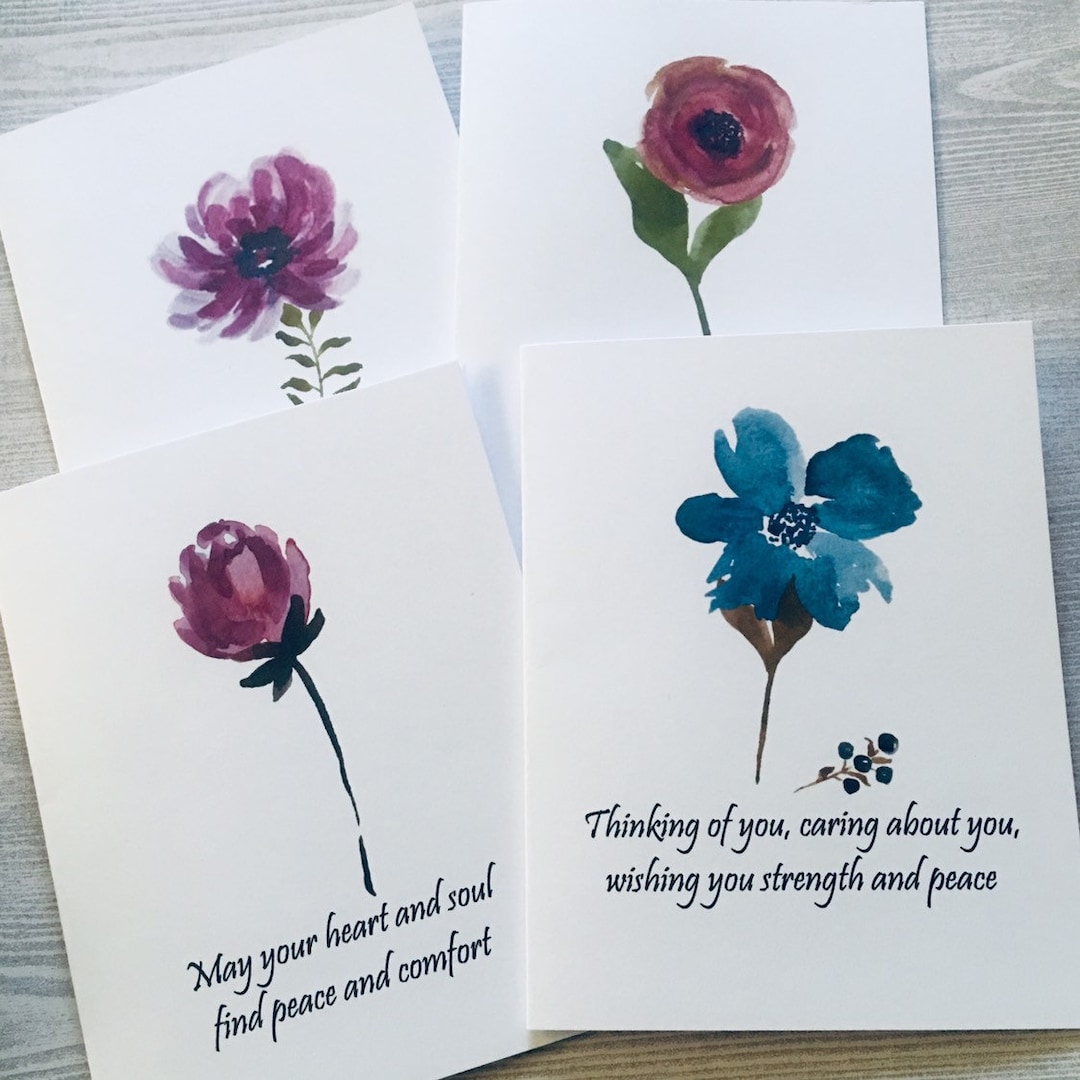 8ct Sympathy Card Set, Watercolor Floral Cards, Encouragement Cards ...