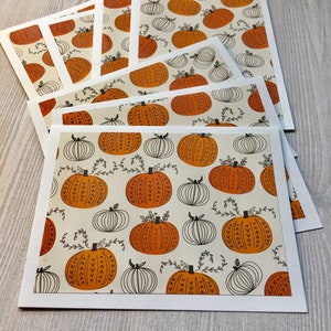 6ct Pumpkins Card Set, Fall Notecards, Fall Cards, Thanksgiving ...