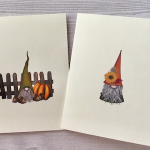 Gnomes Card Set, Fall Gnome Cards, Gnomes Cards, Folded Note Cards ...