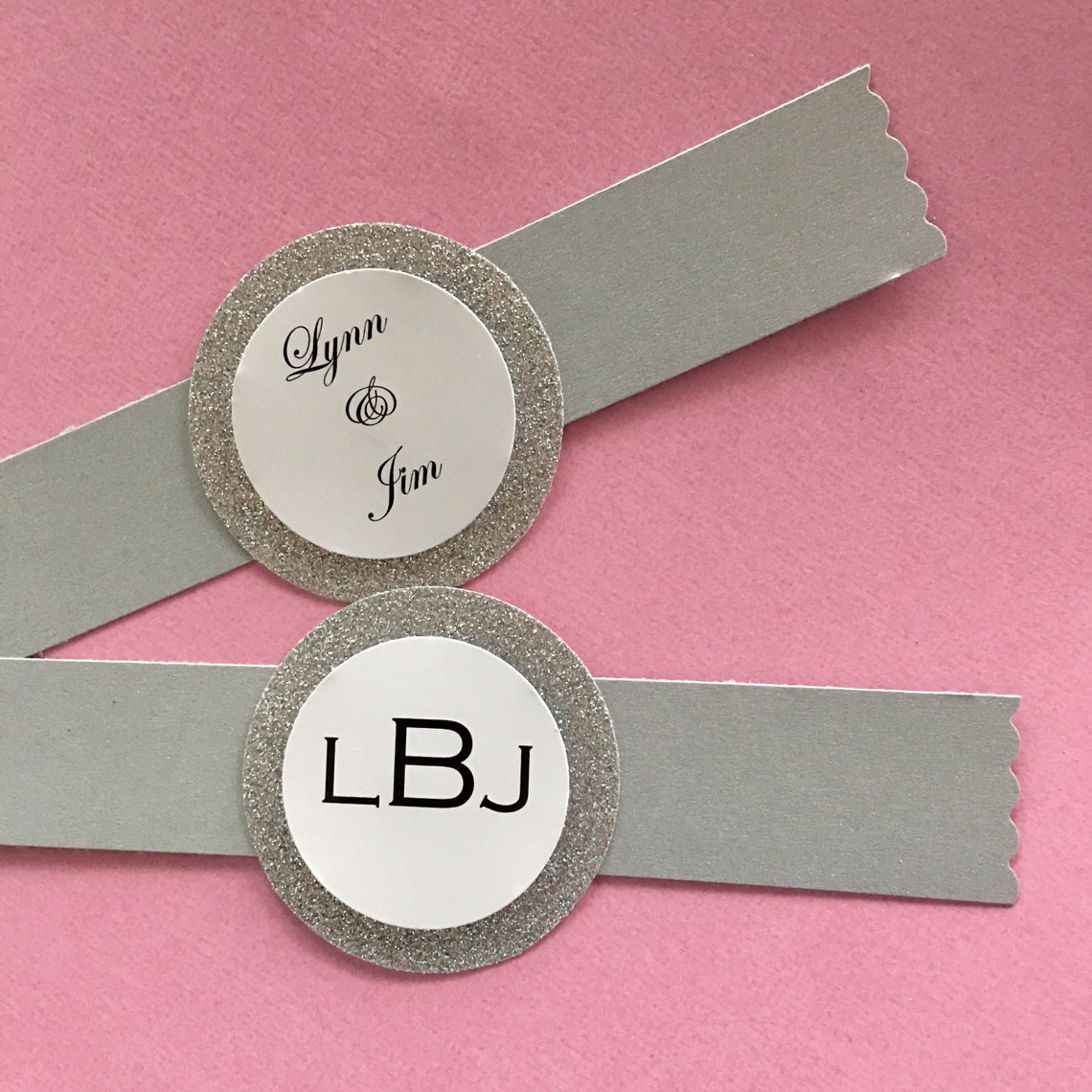 12 Printed Silver Glitter Napkin Rings Personalized Napkin | Etsy
